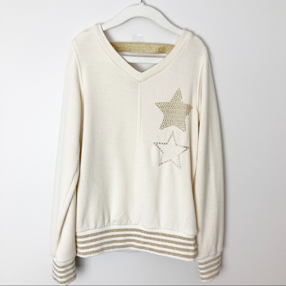 Butter | Shirts & Tops | Butter 6 Girls Cream Sweater With Gold Stars ...